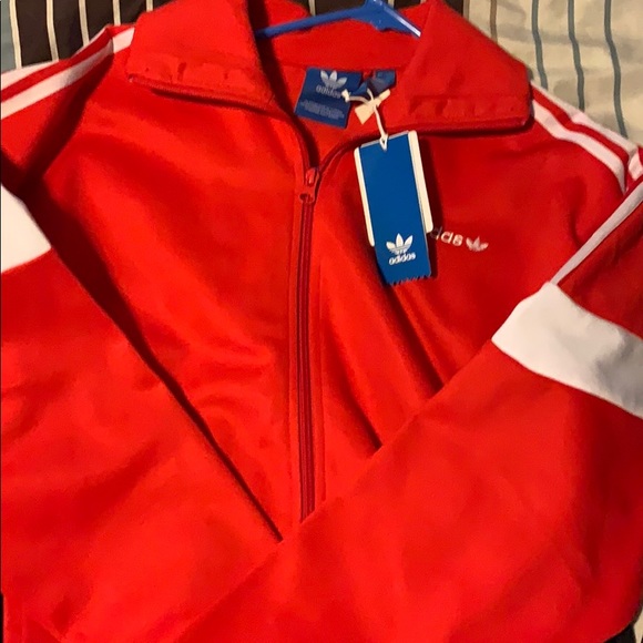 adidas | Jackets & Coats | Red Medium Adidas Track Jacket | Poshmark